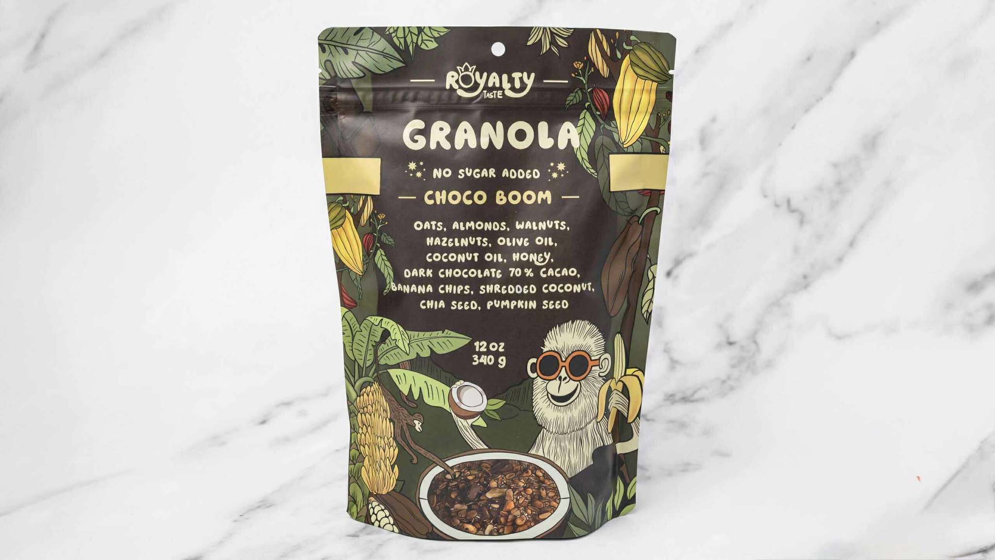 Choco Boom Granola No Sugar Added Dark Chocolate Nuts healthy – Royalty ...